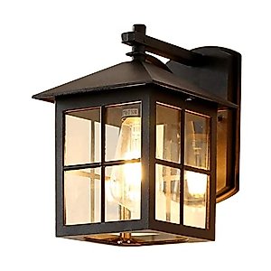 PEHUB Waterproof Sconce Porch Lights Outdoor Wall Lantern 1 Lights Exterior Wall Sconce Fixtures Wall Lamps with Clear Glass Lights Waterproof Wall Lantern in Sand Textured Exterior Light Fixture