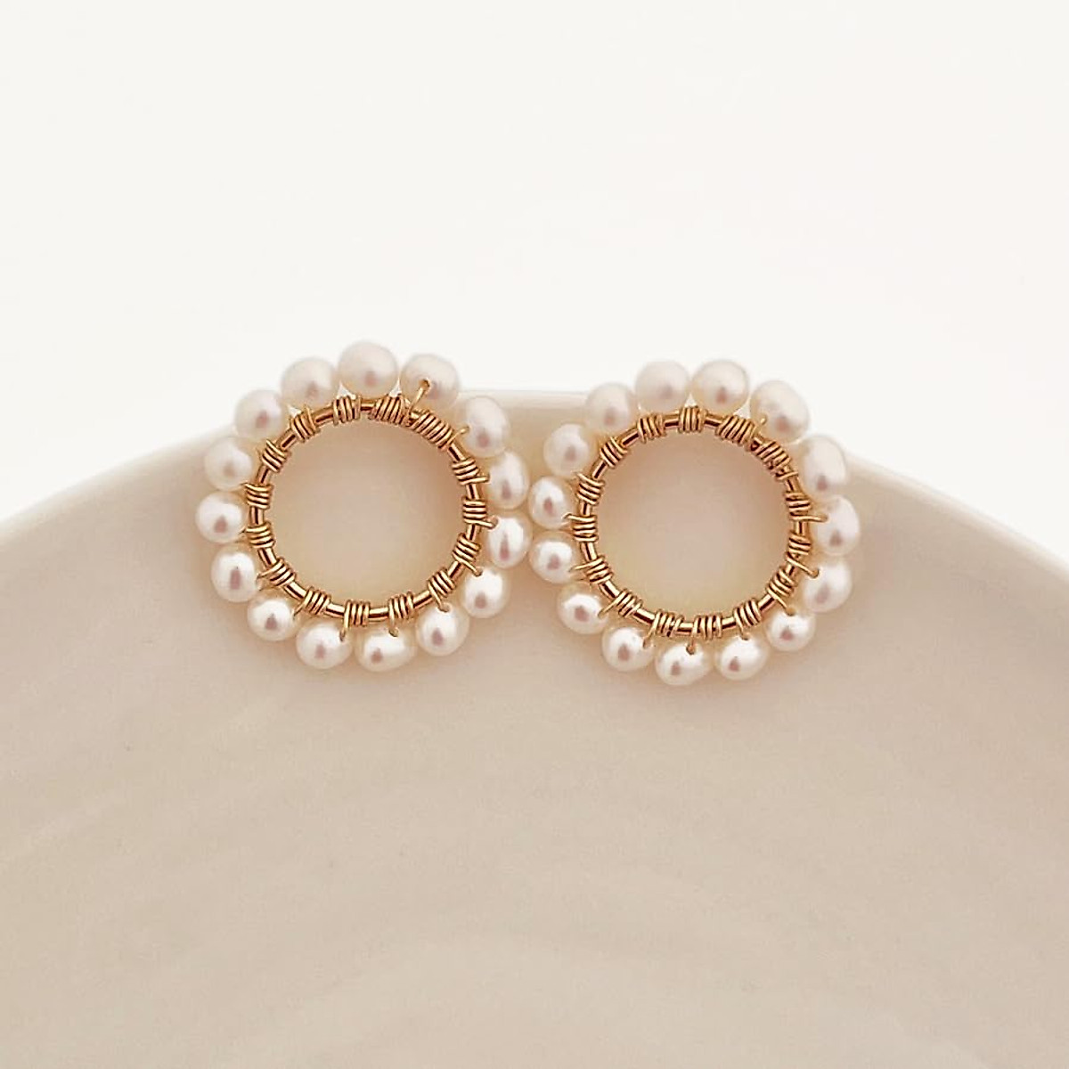 PISWENCY Freshwater Real Pearl Earrings 14K Gold Filled Stud Earrings for Women Handmade AAA Pearl Drop Dangle Earrings for Valentines Day, Gift for Her