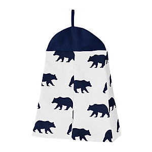 Navy Blue, Gold, and White Patchwork Big Bear Boy Baby Crib Bedding Set by Sweet Jojo Designs - 4 Pieces
