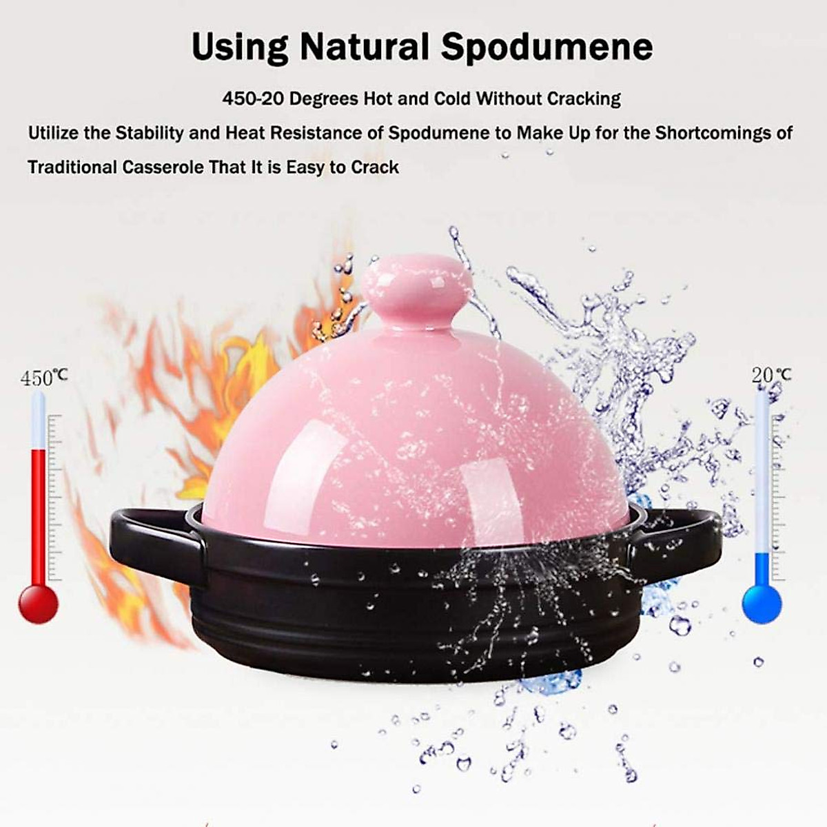 MYYINGBIN Orange Tagine Pot Heat-Resistant Ceramics Slow Cooker Micro Pressure Cooker Clay Casseroles with Anti-Scalding Handle, 21.5cm