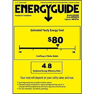 BLACK+DECKER 8,000 BTU Portable Air Conditioner with Remote Control, White