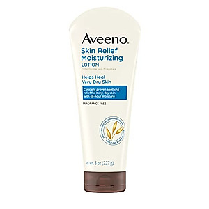 Aveeno Skin Relief Moisturizing Lotion for Very Dry Skin with Soothing Triple Oat & Shea Butter Formula, Dimethicone Skin Protectant Helps Heal Itchy, Dry Skin, Fragrance-Free, 8 fl. oz