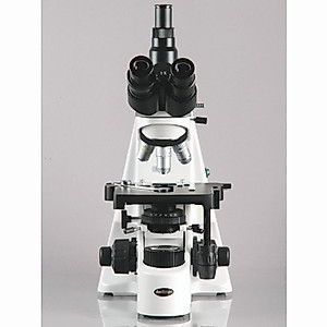 AmScope T690C-PCT200-PL Phase-Contrast Trinocular Compound Microscope, 40X-2500X Magnification, WH10x and WH25x Super-Widefield Eyepieces, Infinity Plan Achromatic Objectives, Brightfield, Kohler Condenser, Double-Layer Mechanical Stage, Includes 4 Phase