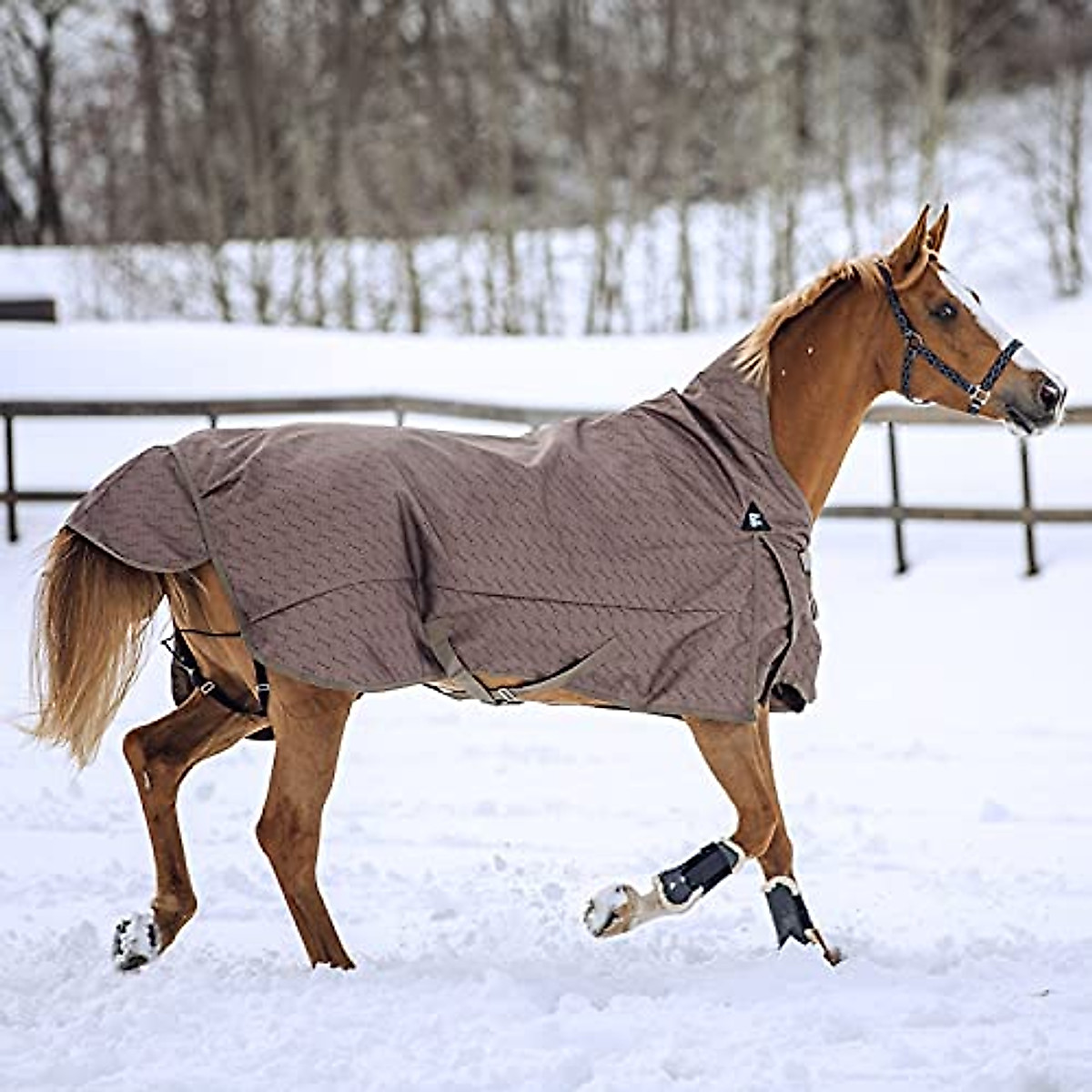 HORZE Avalanche 1200D Lightweight Turnout Blanket with Fleece Lining | Waterproof Horse Rain Sheet - Chocolate Chip Brown/Dark Brown - 72 in