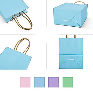 60 Pack Mini Small Pink Blue Green Purple Colored Paper Gift Bags with Handles for Birthday Wedding Baby Shower Party Favors, Shopping, Retail, Merchandise, 6.3x4.7x2.75 Inch ( 4 Colors Assorted)