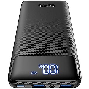 GETIHU Portable Charger, 3A High Speed 10000mAh LED Display USB C Power Bank, Tri-outputs Battery Pack with Flashlight Compatible with iPhone 14 13 12 11 Pro Samsung S22 Google LG iPad [2023 Upgraded]