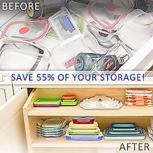 CREPOW Silicone Collapsible Food Storage Containers, Set of 4 Silicone Lunch Box Containers for Kitchen, BPA Free, Microwave, Dishwasher and Freezer Safe