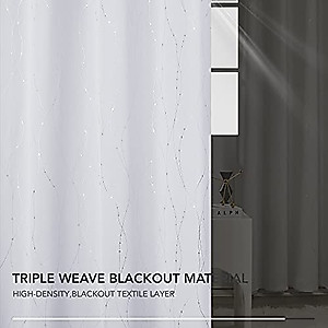 Deconovo White Blackout Curtain Panels for Bedroom and Living Room, 84 Inch Long Drapes - Thermal Insulated Window Curtains with Floral Pattern (52W x 84L Inch, Greyish White, 2 Panels)