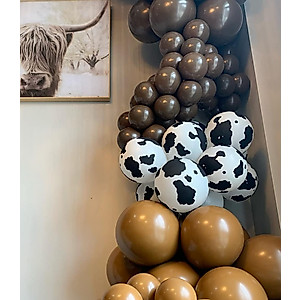 EROOCAI Cowboy Balloons Garland Arch Kit-150pcs Brown Apricot Cocoa Cow Pattern Balloons for Western Cowboy Cowgirl Farm Animal Themed Baby Shower Bachelor Birthday Party Decorations Supplies