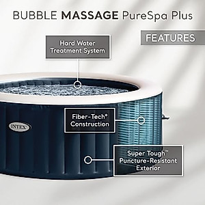 INTEX 28429EP PureSpa Plus Bubble Massage Spa Set: includes Energy Efficient Spa Cover – 2 Contoured Headrest – LED Light – 4 Person Capacity – 77" x 28"