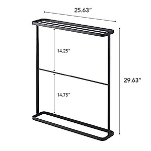Yamazaki Home Bath Hanger-Bathroom Organizer Storage Holder Dry Steel | Towel Rack, One Size, Black