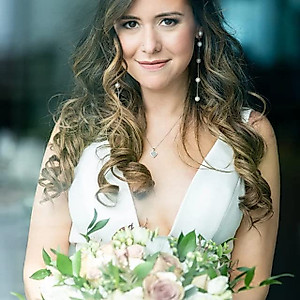 925 Sterling Silver Clip On Earrings Pearl Ball Drop Long Chain Earrings for Women Wedding Bridal Earrings for Brides