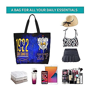 Kunsaww Sigma Gamma Rho Shoulder Bag Sorority Gifts Women'S Fashion Shoulder Tote Large Capacity Reusable Shopping Bag