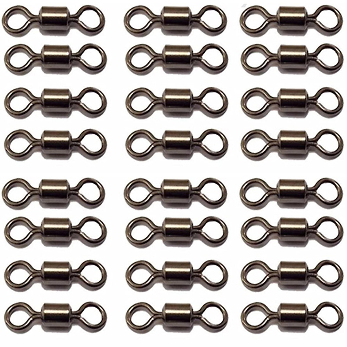 100pcs Fishing Barrel Swivels, Rolling Swivels Stainless Steel Swivels Fishing Tackles Black Nickel Ball Bearing Swivels for Freshwater Saltwater Fishing 12#