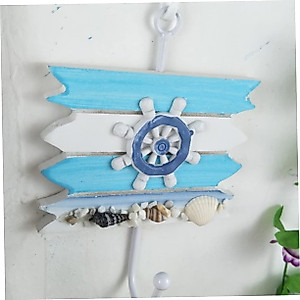 FUNOMOCYA 2Pcs Mediterranean Style Hooks Decorative Wall Hook Nautical Coat Hanger Ocean Decor Key Hanger Hooks Beach Wall Hook Home Decoration Wood Decor Wall Hanger Wall Mount Towel Wooden