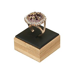 Coward Bamboo 6 Pcs Rings Display Stand for Shop Selling, Ring Jewelry Holder Organizer Drawer Storage (Black PU)