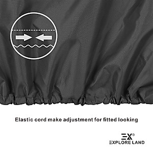 Explore Land Outboard Motor Cover - Waterproof 600D Heavy Duty Boat Engine Hood Covers - Fit for Motor 115-225 HP, Black