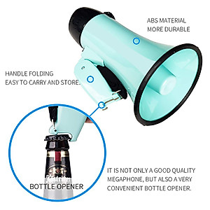 MyMealivos Portable Megaphone Bullhorn 20 Watt Power Megaphone Speaker Voice and Siren/Alarm Modes with Volume Control and Strap (Teal)…