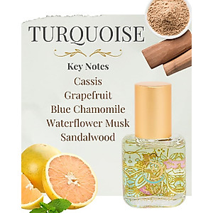 Turquoise Organic Perfume Oil Extract Roll-On by Sage- 1/4 oz, Vegan & Cruelty-Free, Marine Scent, Waterflower Musk, Blue Chamomile, Grapefruit
