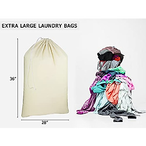 COTTON CRAFT Extra Large Laundry Bags - Heavy Duty Cotton Canvas Drawstring Closure Washable Laundry Bag - Back to School Travel College Dorm Basket Hamper Liner Toys Clothes Organizer Sack -XL 28x36