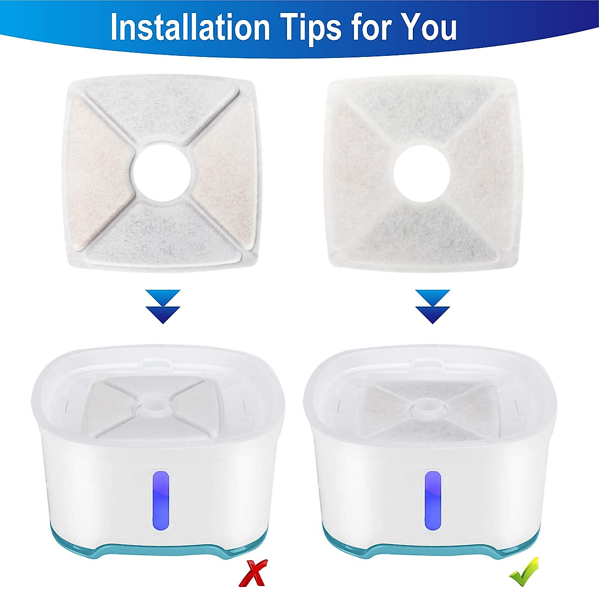 Cat Water Fountain Filter(16 Pack), Cat Drinking Fountain Filters Replacement for 84oz/2.5L Automatic Pet Fountain Dog Water Dispenser