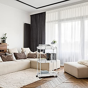 SimpleHouseware Standard 3-Tier Slim Rolling Storage Cart, White