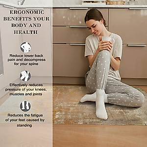 RYANZA 2 Pieces Kitchen Rugs, Abstract Anti Fatigue Non Slip Foam Cushioned Grey and Brown Art Painting Comfort Indoor Floor Mat Runner Rug Set for Laundry Office Sink Bathroom (17"x48"+17"x24")