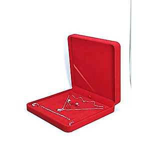 JunningGor Jewelry Set Velvet Box Necklace Earring Ring Necklace Bracelet Gift Display Case Wedding Jewelry Storage Holder (Red)