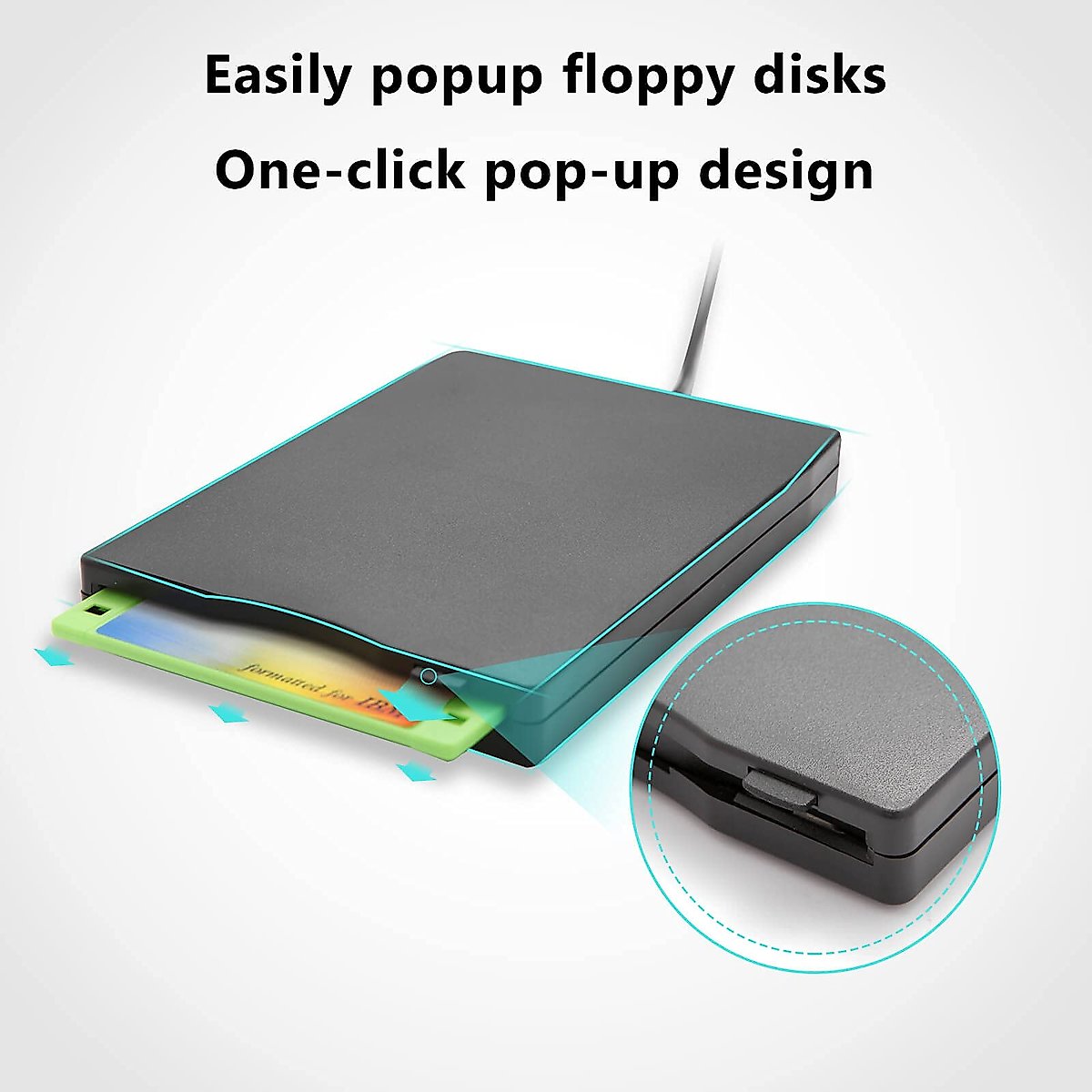 HANNORD USB External Floppy Disk Drive, 3.5-inch Portable 1.44MB FDD Diskette Drive, Plug and Play Floppy Disk Reader Adapter for Laptop Desktop Computer Windows 2000/XP/Vista/7/8