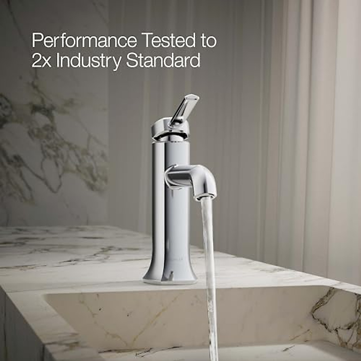 KOHLER 27000-4-CP Occasion Single-Handle Bathroom Faucet with Pop-Up Drain Assembly, One Hole Bathroom Sink Faucet, 1.2 gpm, Polished Chrome