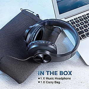 bopmen T3 Wired Over Ear Headphones - Stereo Sound Headphones with Tangle Free Cord Bass Comfortable Headphones, Lightweight Portable for Smartphone Tablet Computer PC Laptop Notebook