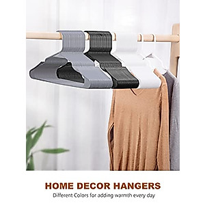 Jersow Black Plastic Hangers 50 Pack, Clothes Hangers Space Saving, Heavy Duty Coat Hangers for Closet, Non Slip Clothing Notched Hangers, Durable Slim Black Hangers for Coat, Shirt, Short, Suits