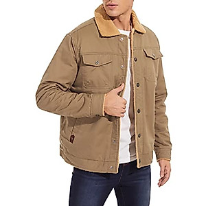 MAGCOMSEN Mens Sherpa Jackets Cargo Jackets Cotton Jackets Fleece Lining Windbreaker Work Jackets Black,XL