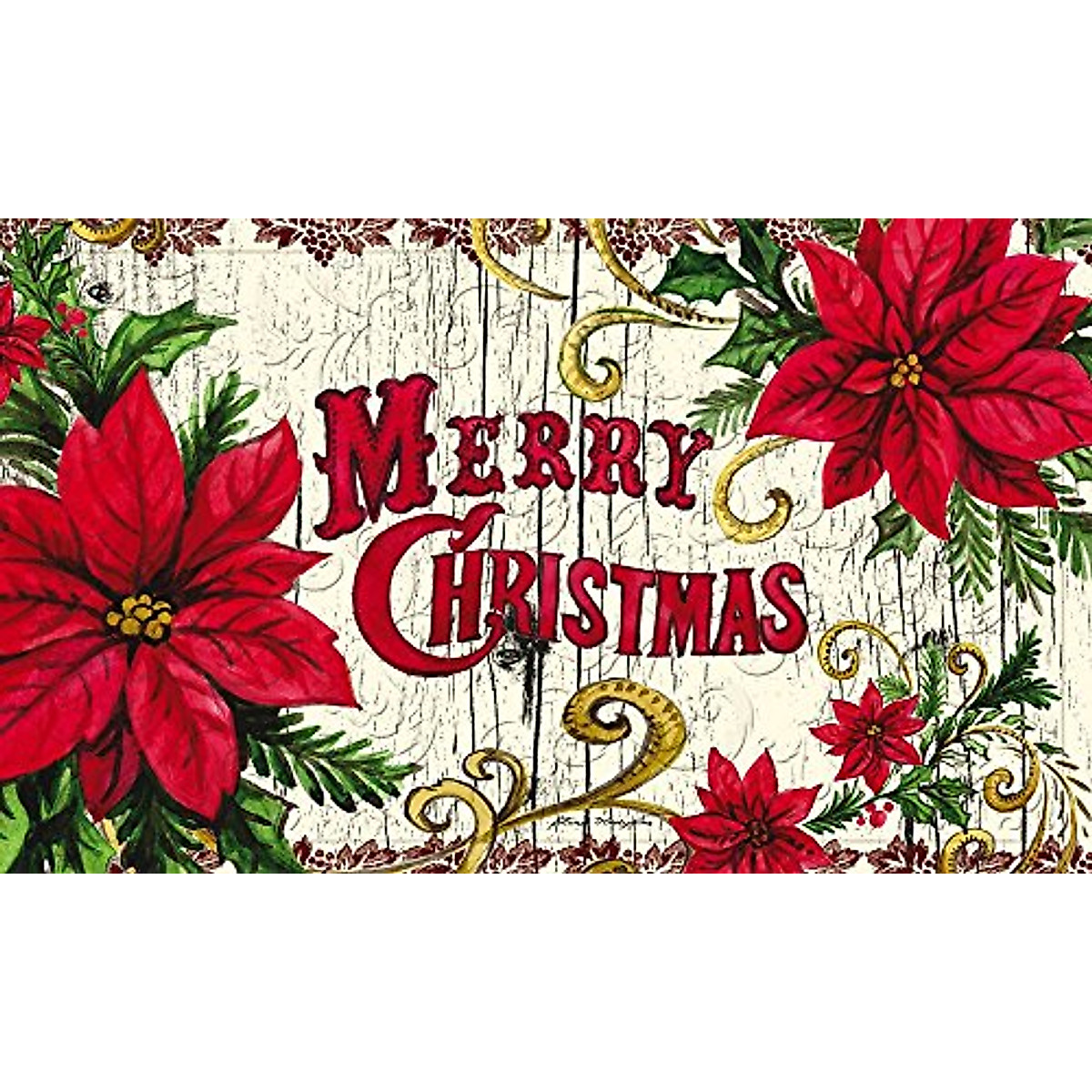 Evergreen Garden Poinsettia Floor Embossed Door Mat, Multicolor