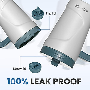 COKTIK 12 oz Insulated Tumbler with Handle and Two Lids(Flip/Straw), Double Wall Stainless Steel Insulated Coffee Mug, Kids Tumbler,Travel Coffee Mug BPA Free Reusable Cup, Haze blue contrast