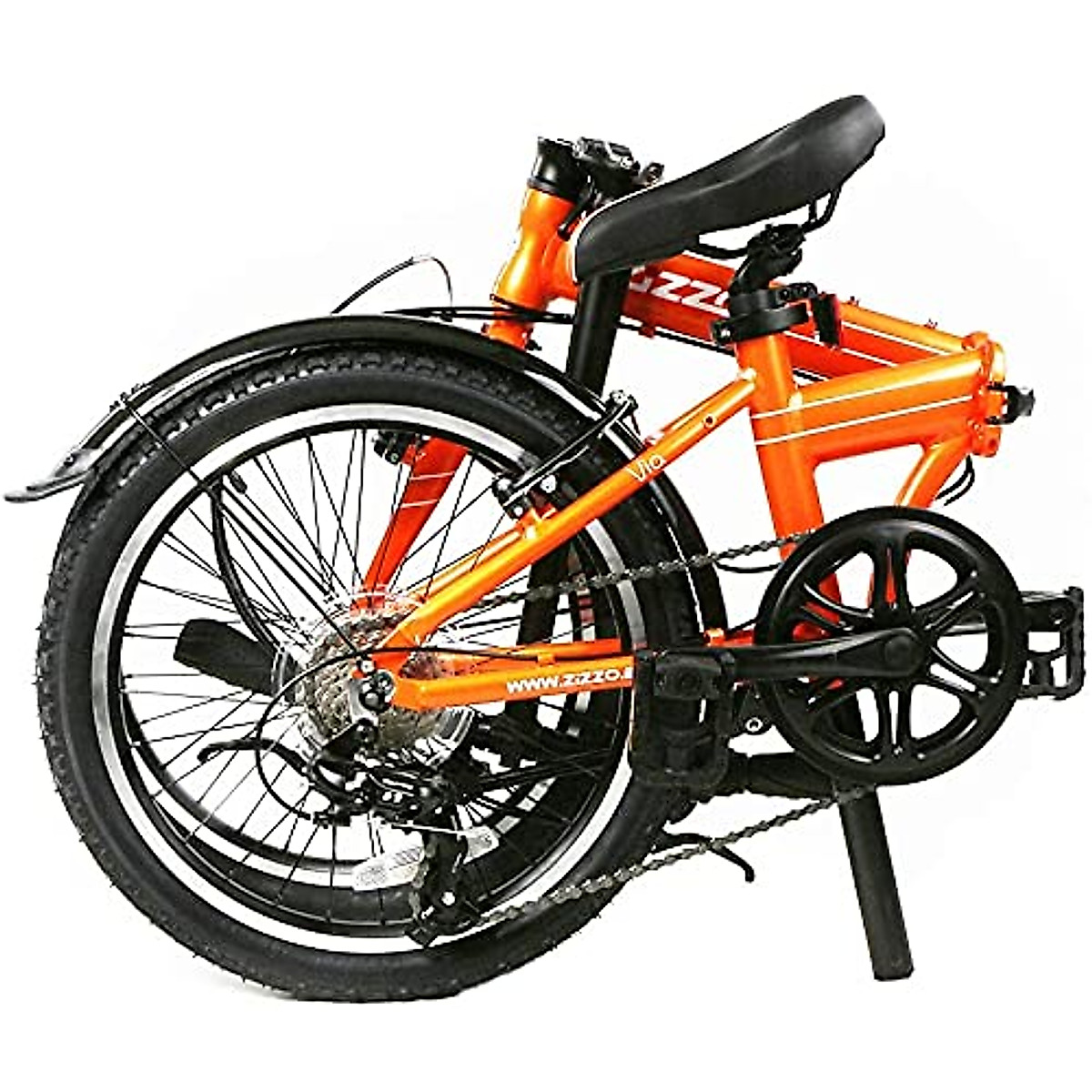 ZiZZO Via 20” Folding Bike-Lightweight Aluminum Frame Genuine Shimano 7-Speed 26lb (Metallic Orange)