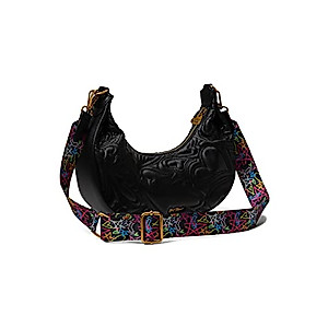 Betsey Johnson Groovy Hearts Hobo Crossbody, Black