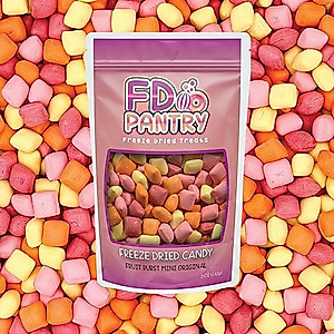 Freeze Dried Fruit Bursts Candy - Mini Original Hard Candy Mix 5oz Treat Snack Gift Bag Cherry, Strawberry, Lemon, Orange Candies Freeze-Dried Candies