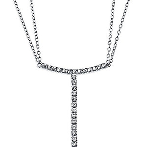 Minimalist Simple Thin Cubic Zirconia Pave CZ Lariat Choker Necklace For Women For Prom For Wedding .925 Sterling Silver Adjustable