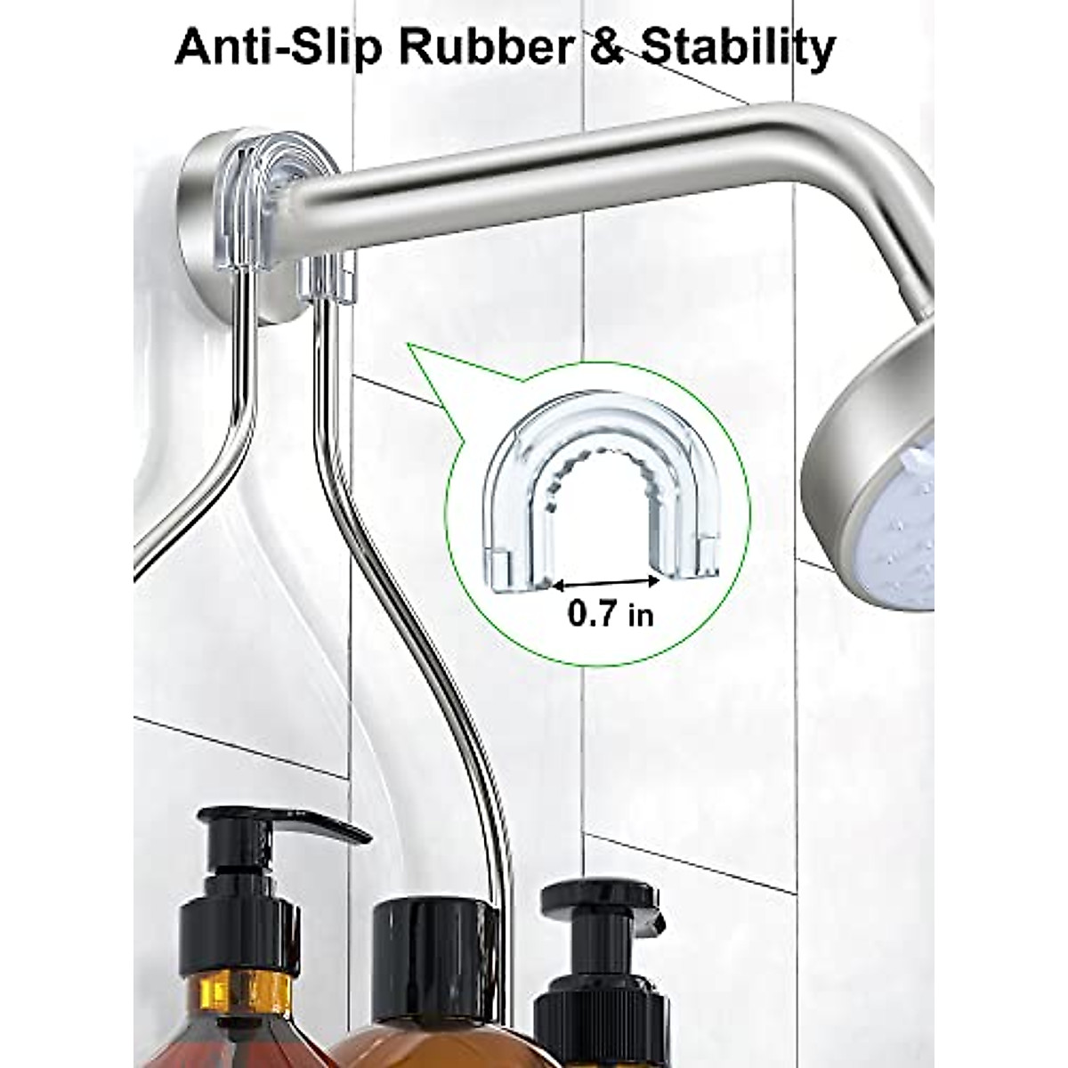 SMARTAKE Hanging Shower Head Caddy, Rustproof Bathroom Shower Shelf Organizer, SUS201 Stainless Steel Over The Shower Storage Rack, for Toilet, Bathroom and Shower Room, Silver