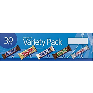 M&M Mars Chocolate Bar Variety Pack, 55 Ounce, 30 Count