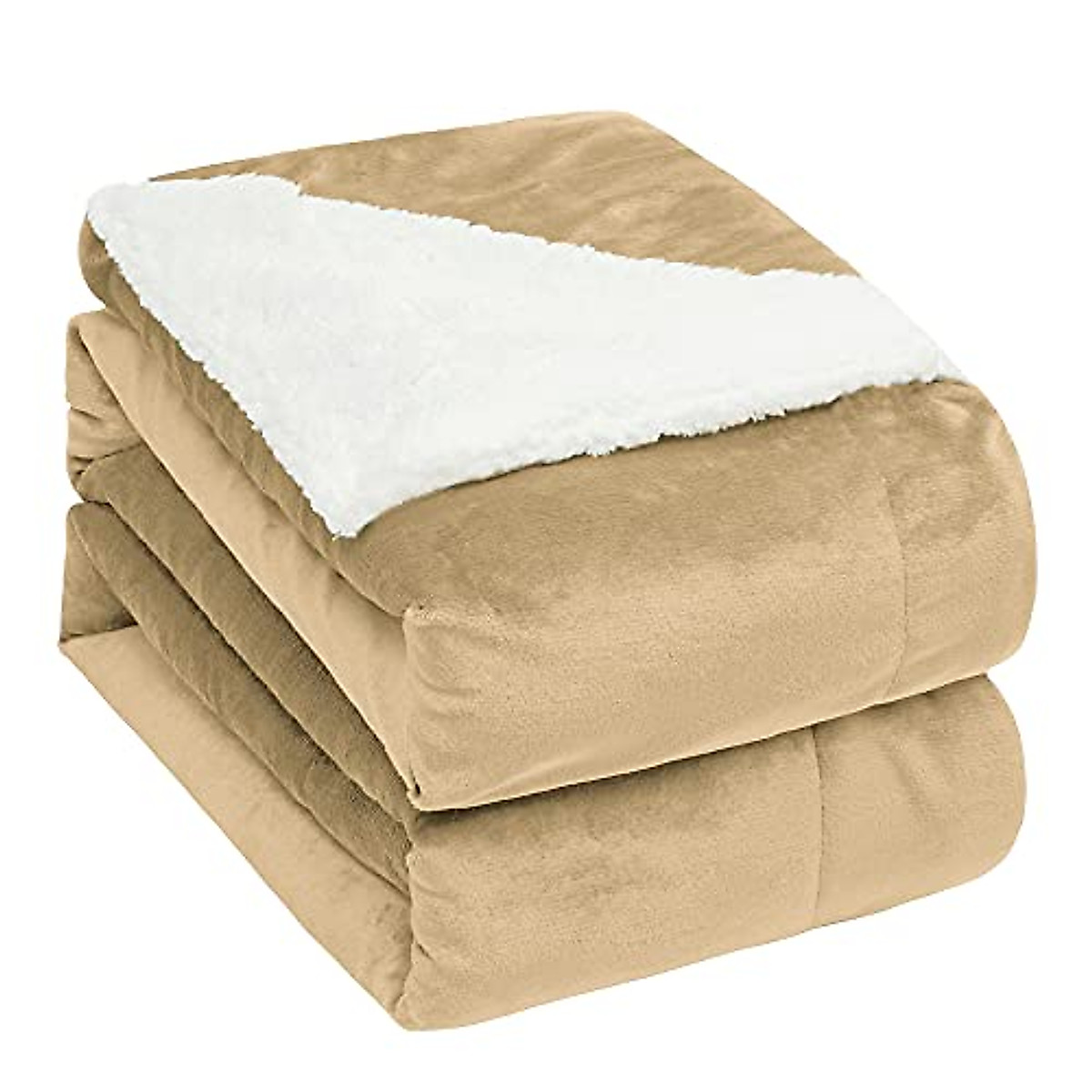 RONGTAI Sherpa Fleece Bed Blanket,Lightweight Cozy Thick Throw Blankets for Couch,Yellow-Queen（90" x 90"）