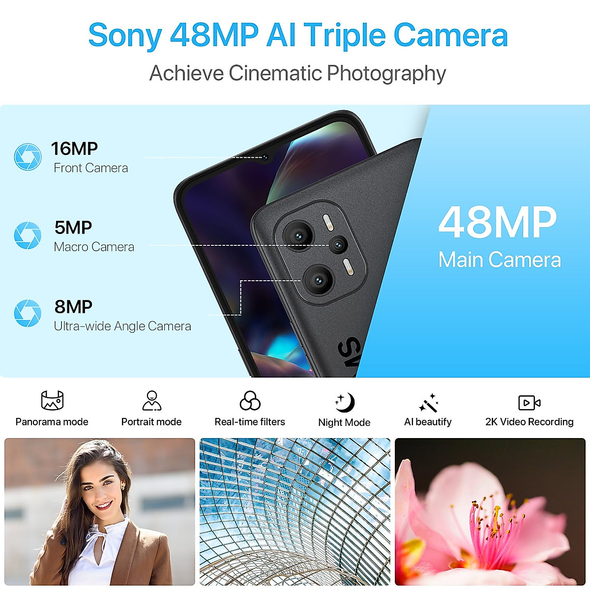 UMIDIGI F3 Pro 5G Unlocked Cell Phone, Android 13, 12(6+6)GB+128GB, 48MP Main Camera, 6.6" FHD+ Display, Octa-Core Processor, 6000mAh Battery, Dual 5G, NFC