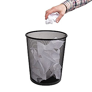 Mind Reader Garbage Waste Basket Recycling Bin Set, Round Metal Mesh, Black