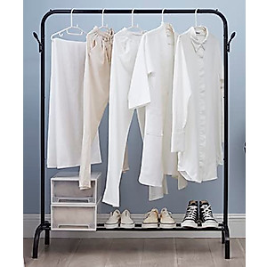 WEASHUME Clothes Rack 43.3 Inches Garment Rack,Coat stand with Bottom Shelf Portable Metal Clothing Rack for Hanging Clothes Coat Rack Black