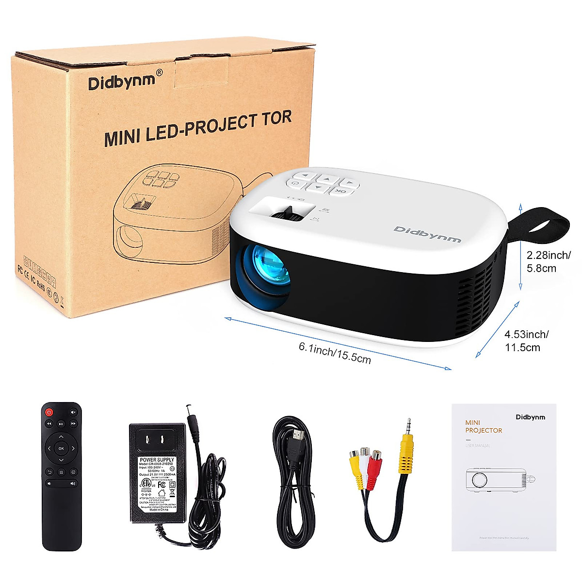 Mini Projector, DIDBYNM 2022 Upgraded Portable Video Projector for iPhone 1080P Supported 4500L- Small Bedroom Phone Projector Compatible with HDMI/USB/AV for Laptop/Android/ PS4/Netflix Stream