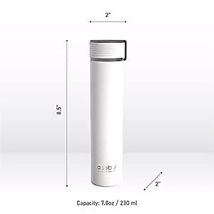 The Asobu Skinny Mini 7.8 oz Fashionable Double Walled Stainless Steel Insulated Pocket Sized Flask (White)