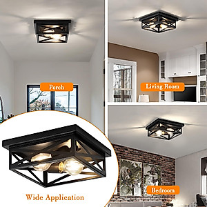 DIKAIDA 2Pack Vintage Farmhouse Flush Mount Ceiling Light Fixtures, 2-Light Hallway Kitchen Ceiling Light, Industrial Farmhouse Light Fixtures Ceiling Mount for Bedroom