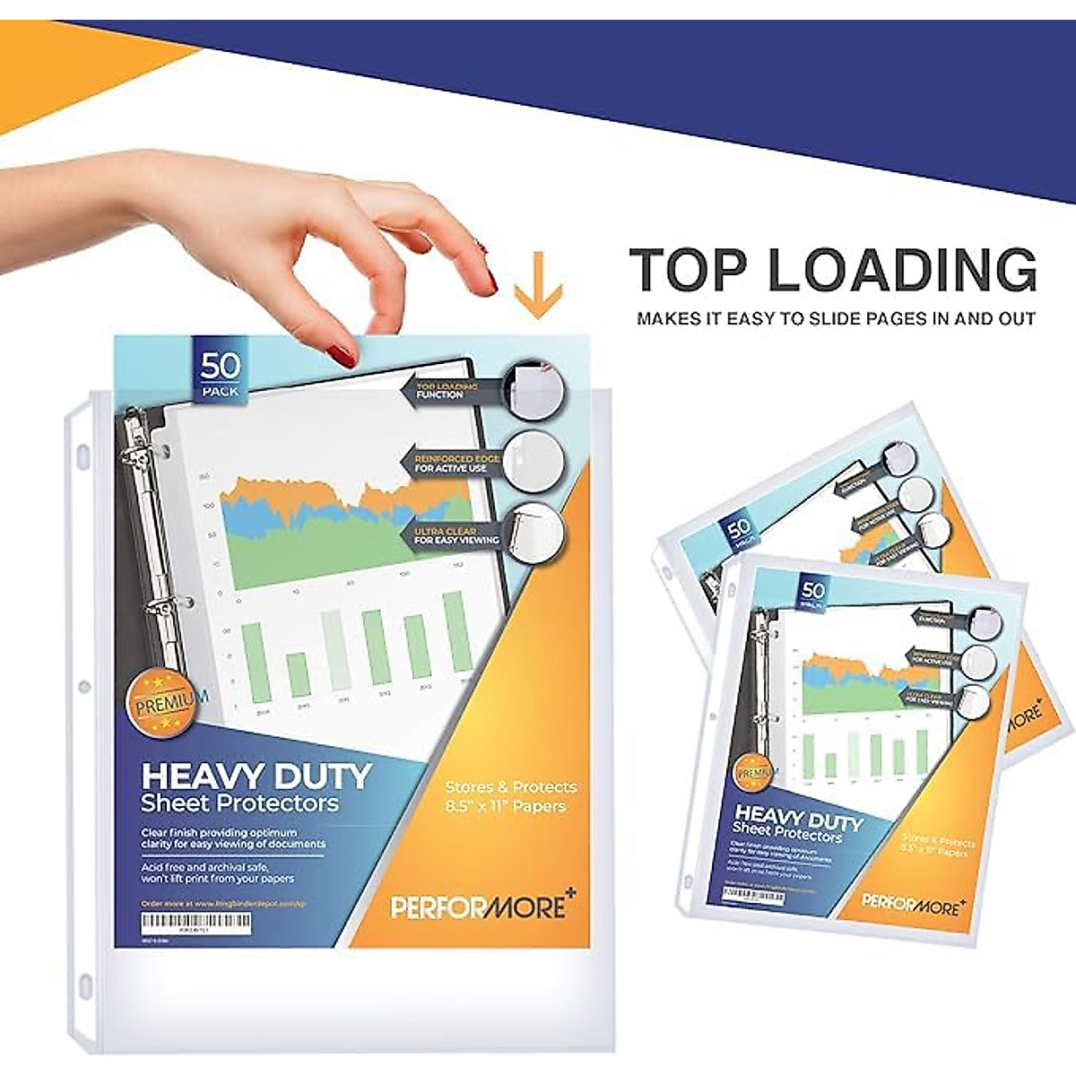50 Sheet Protectors, Heavy Duty 8.5 X 11 Inch Clear Page Protectors for 3 Ring Binder, Plastic Sheet Sleeves, Durable Top Loading Paper Protector with Reinforced Holes, Archival Safe