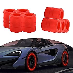 QUICTO 8PCS Car Tire Valve Caps, Illuminated Tire Valve Caps for Cars, Motorcycles, Bicycles, Trucks, SUVs Universal Tire Valve Caps (Red
